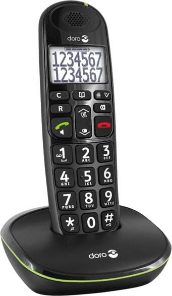 Doro PhoneEasy 110 Single DECT telefoon Zwart - Klokken.shop